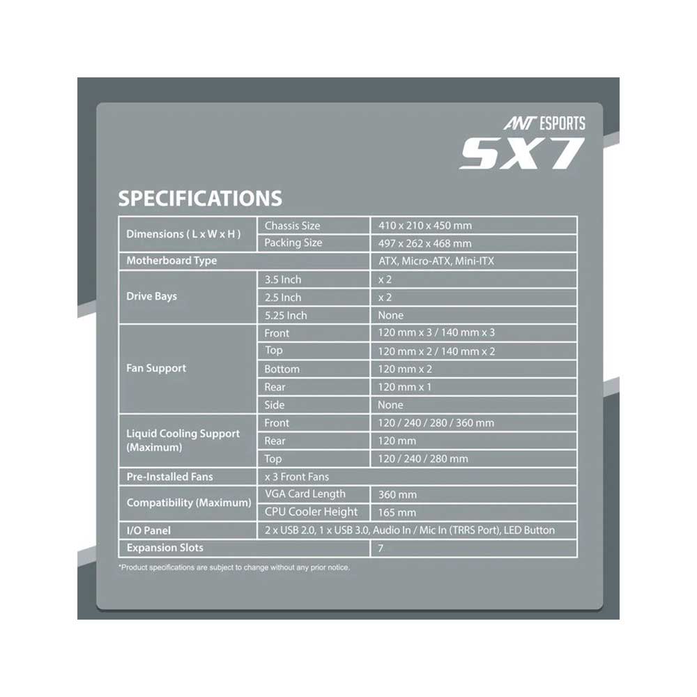 Ant Esports SX7 Atx Mid Tower Gaming Cabinet White|PC Studio