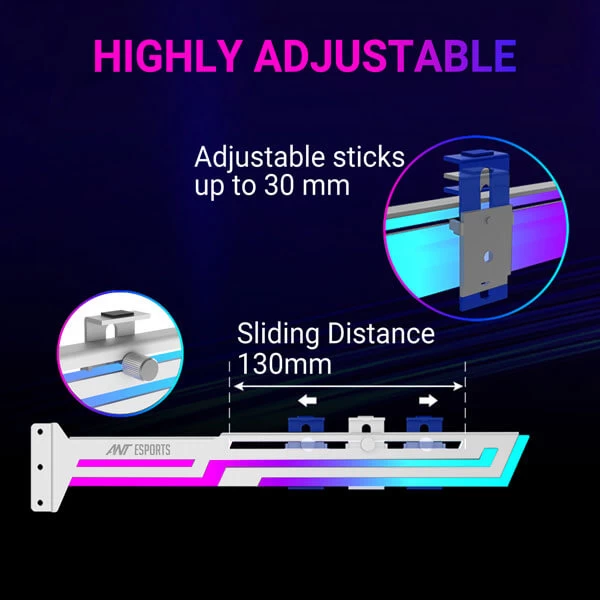 Ant Esports GCB90 Argb Graphics Card Holder White |PC Studio