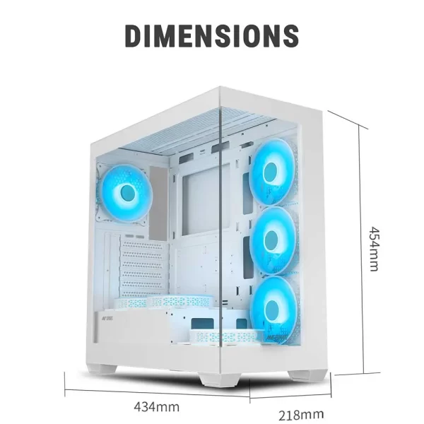 Ant Esports Crystal X7 ATX Gaming Cabinet White | PC Studio