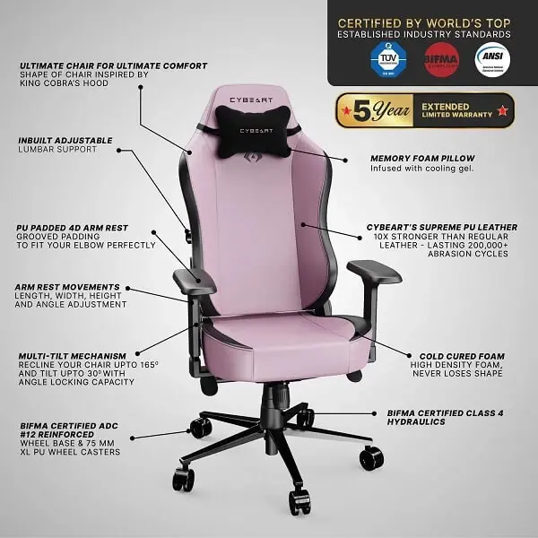 Cybeart Apex Pretty Pink Gaming Chair | PC Studio