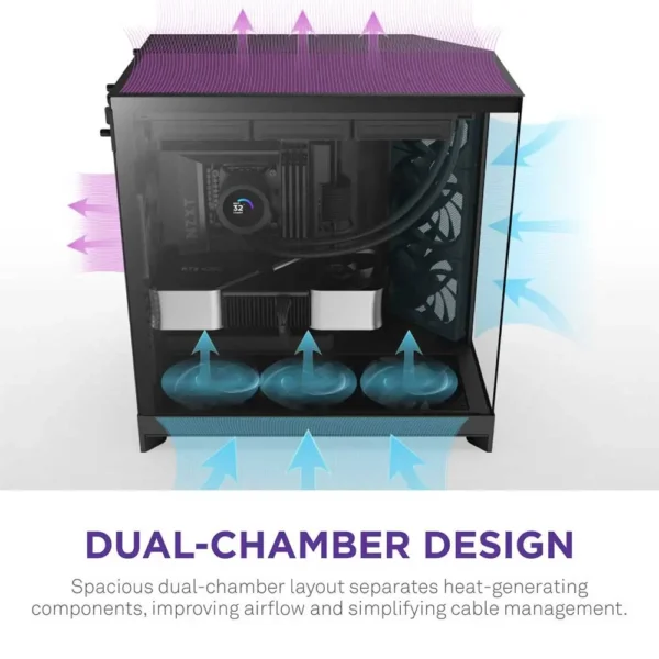 NZXT H9 Flow Dual Chamber Mid Tower ATX Cabinet Black