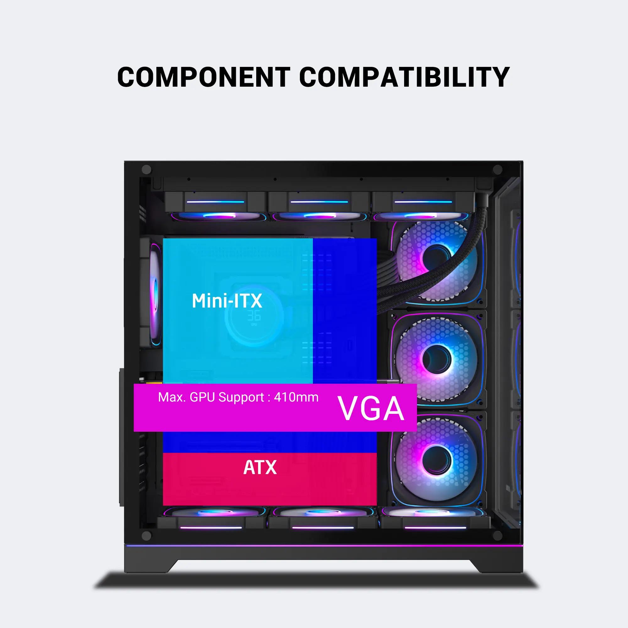 Ant Esports Crystal X7 Pro Max Mid Tower ATX Cabinet Black